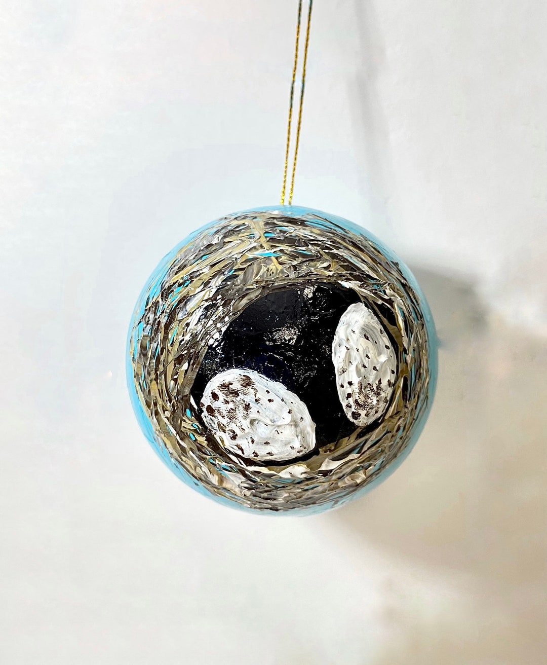 HANDMADE Original Handpainted Bird Nest Cardinal Egg Paper Mache ...