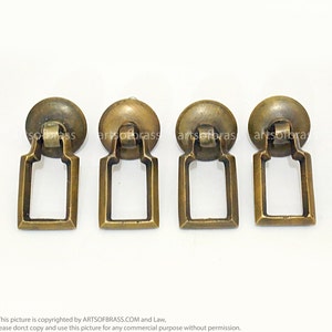 Variant Size Vintage Western Retro Drop Square Pull Solid Brass Cabinet ...