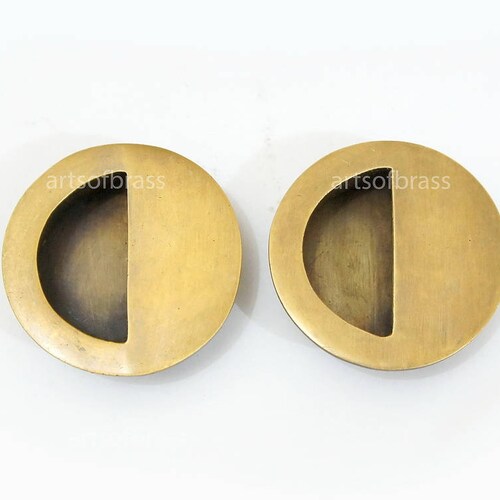Solid Brass Round Flush Pull - Etsy