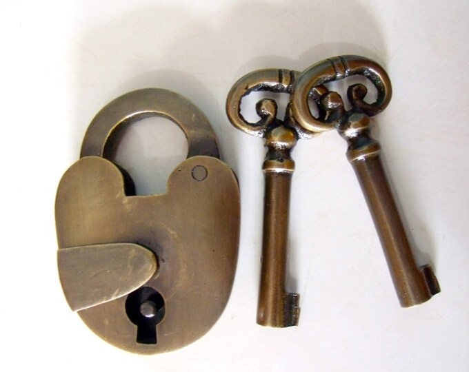 Antique Vintage Old PADLOCK with SKELETON Keys Solid Brass | Etsy