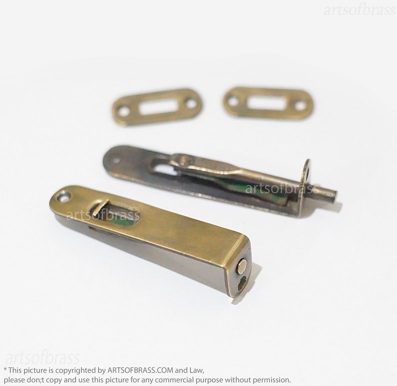2 Pcs Vintage Brass Bolt Lock Door Flush Latch Bolt Door Buckle Pulls ...