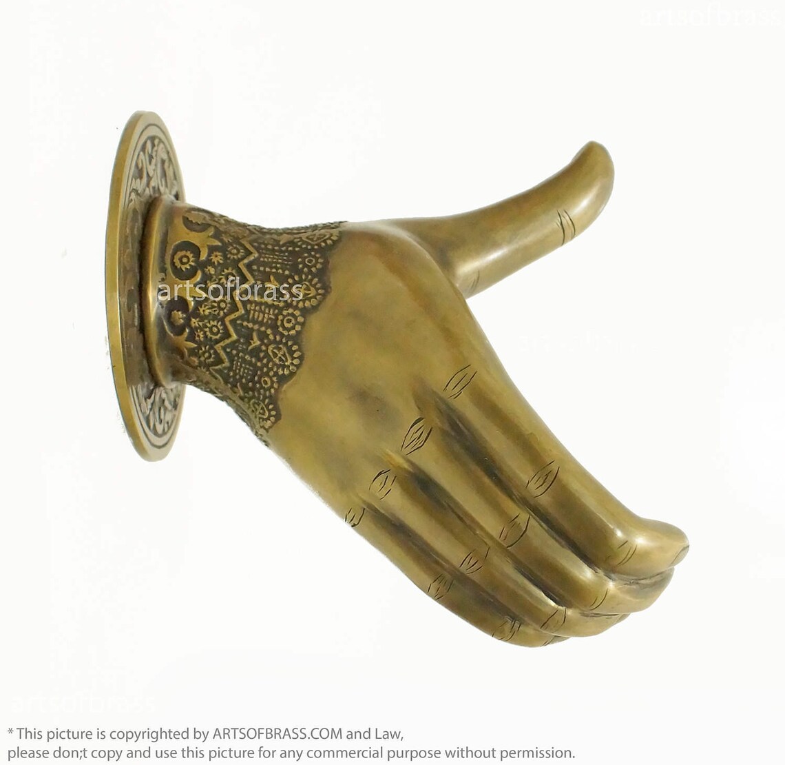RARE 8.85" Inches Vintage Solid Brass Hand Shake Welcome Door Handle ...