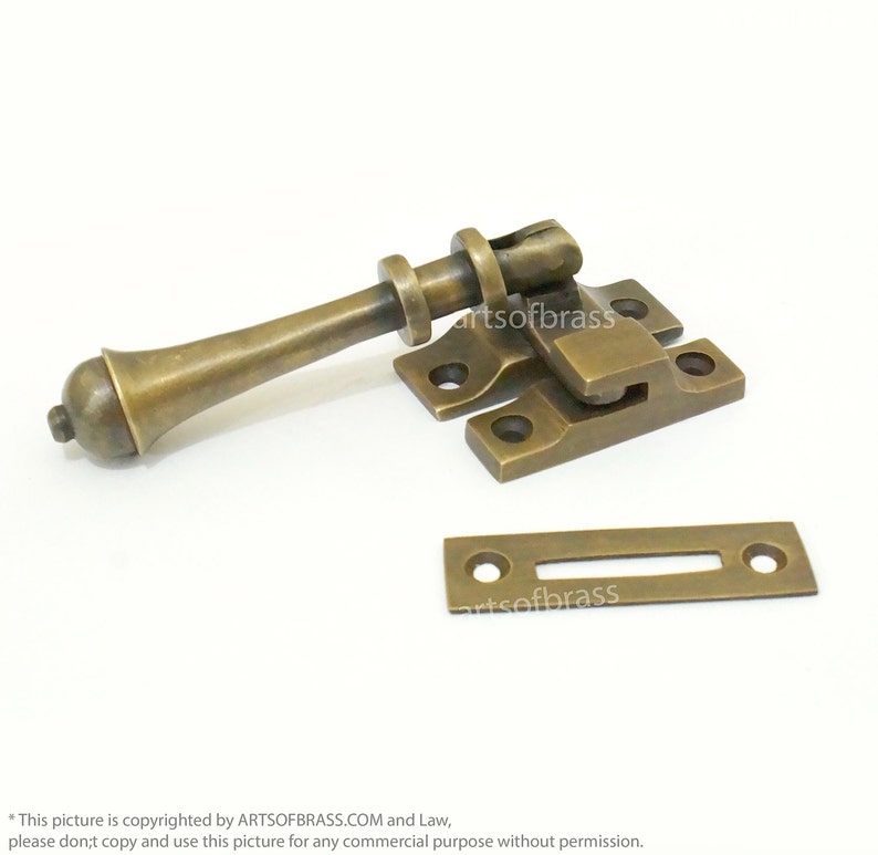 4.40" Inches 1 Set Vintage Retro Brass Latch TEAR DROP Cudgel Swing ...