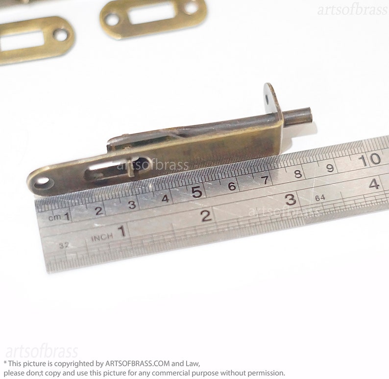 2 Pcs Vintage Brass Bolt Lock Door Flush Latch Bolt Door Buckle Pulls ...