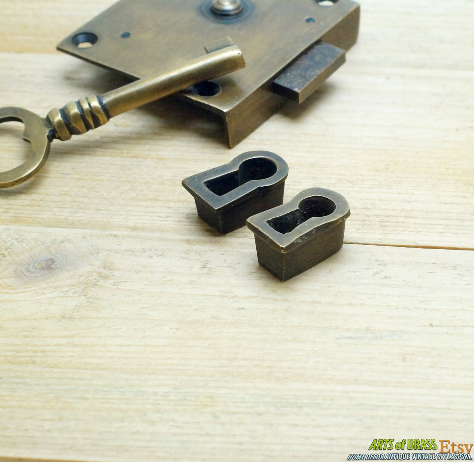 Set Vintage Skeleton KEY & LOCK With Escutcheon Key Hole Plate - Etsy