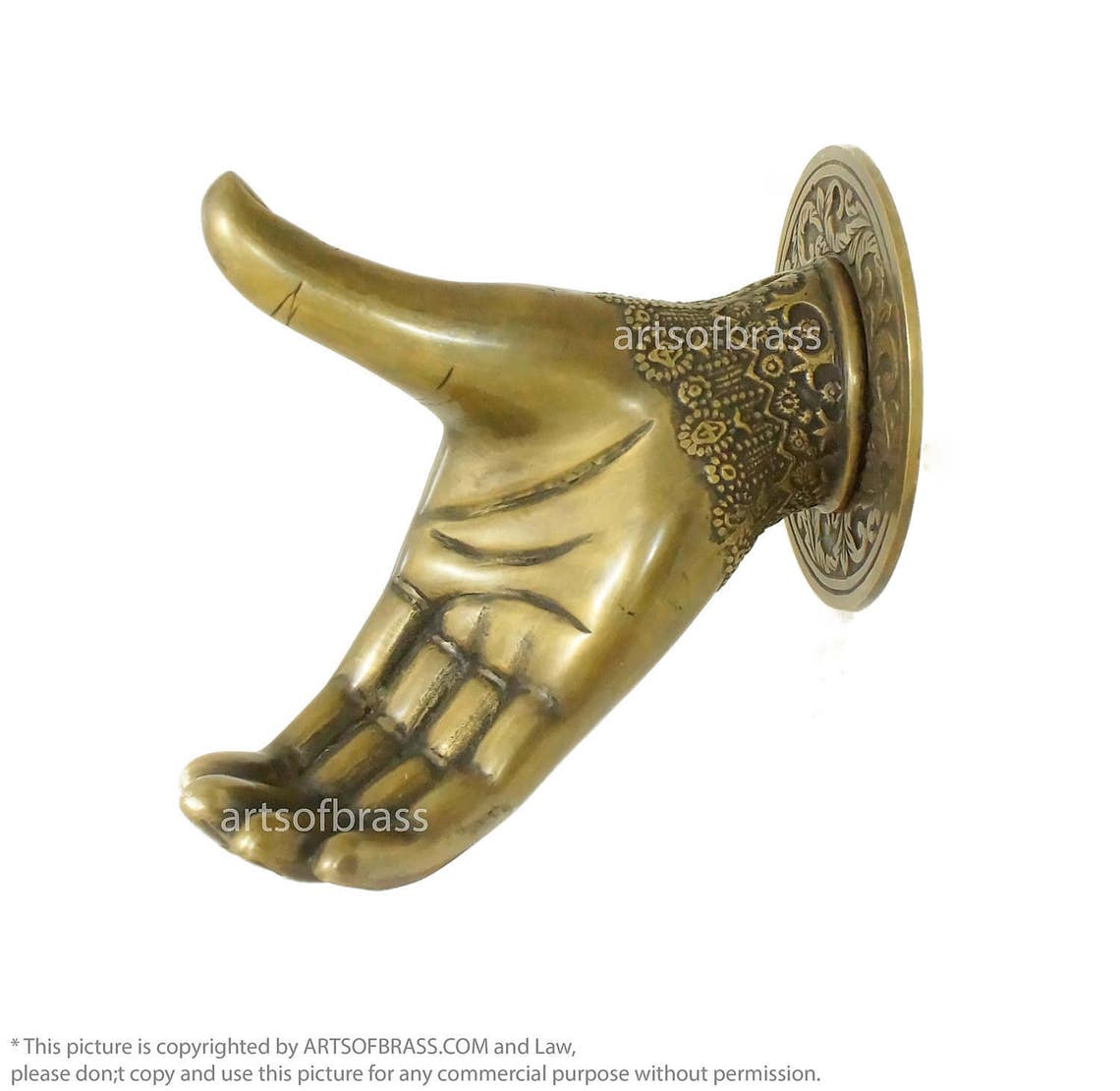 RARE 8.85" Inches Vintage Solid Brass Hand Shake Welcome Door Handle ...
