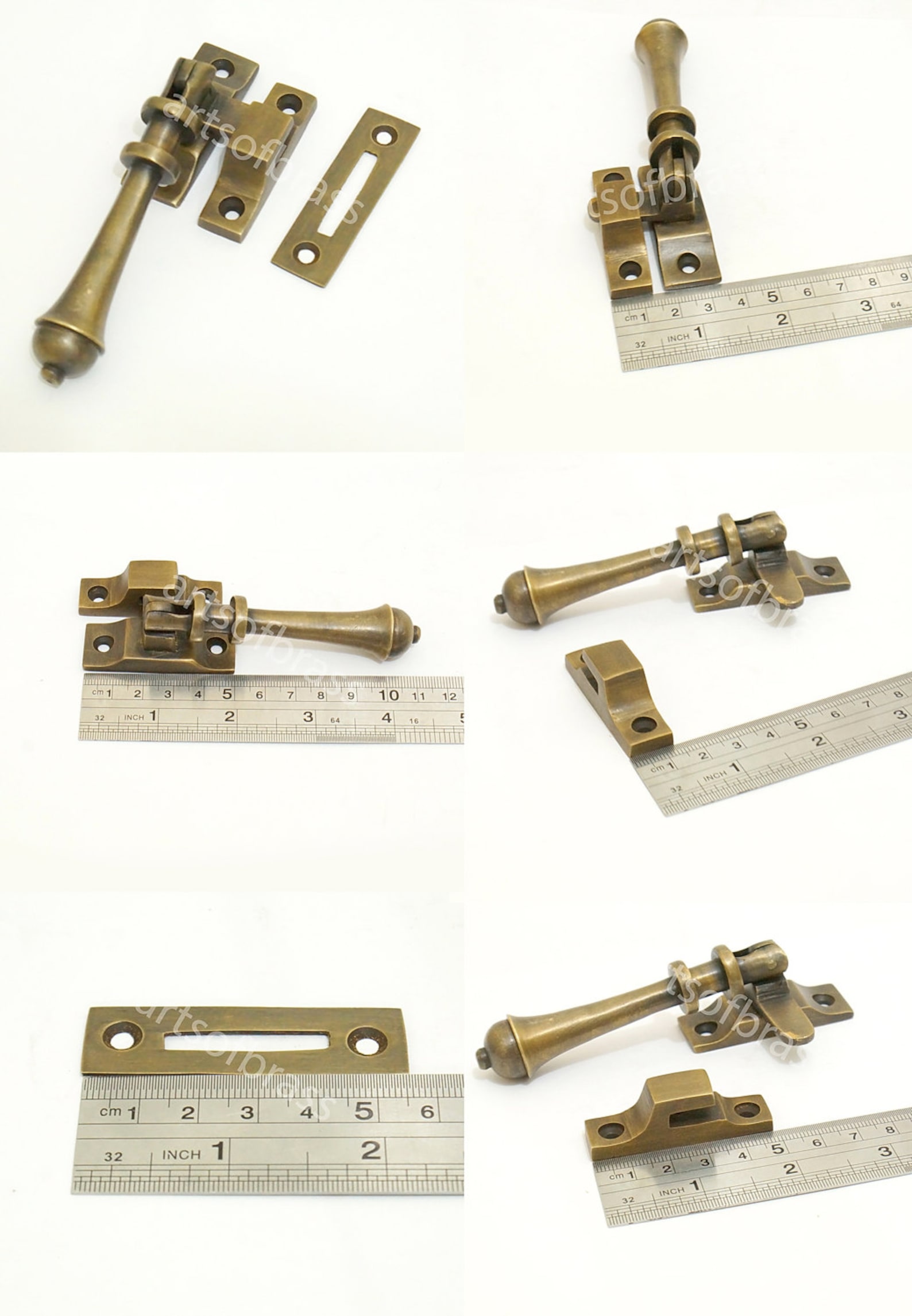 4.40" Inches 1 Set Vintage Retro Brass Latch TEAR DROP Cudgel Swing ...