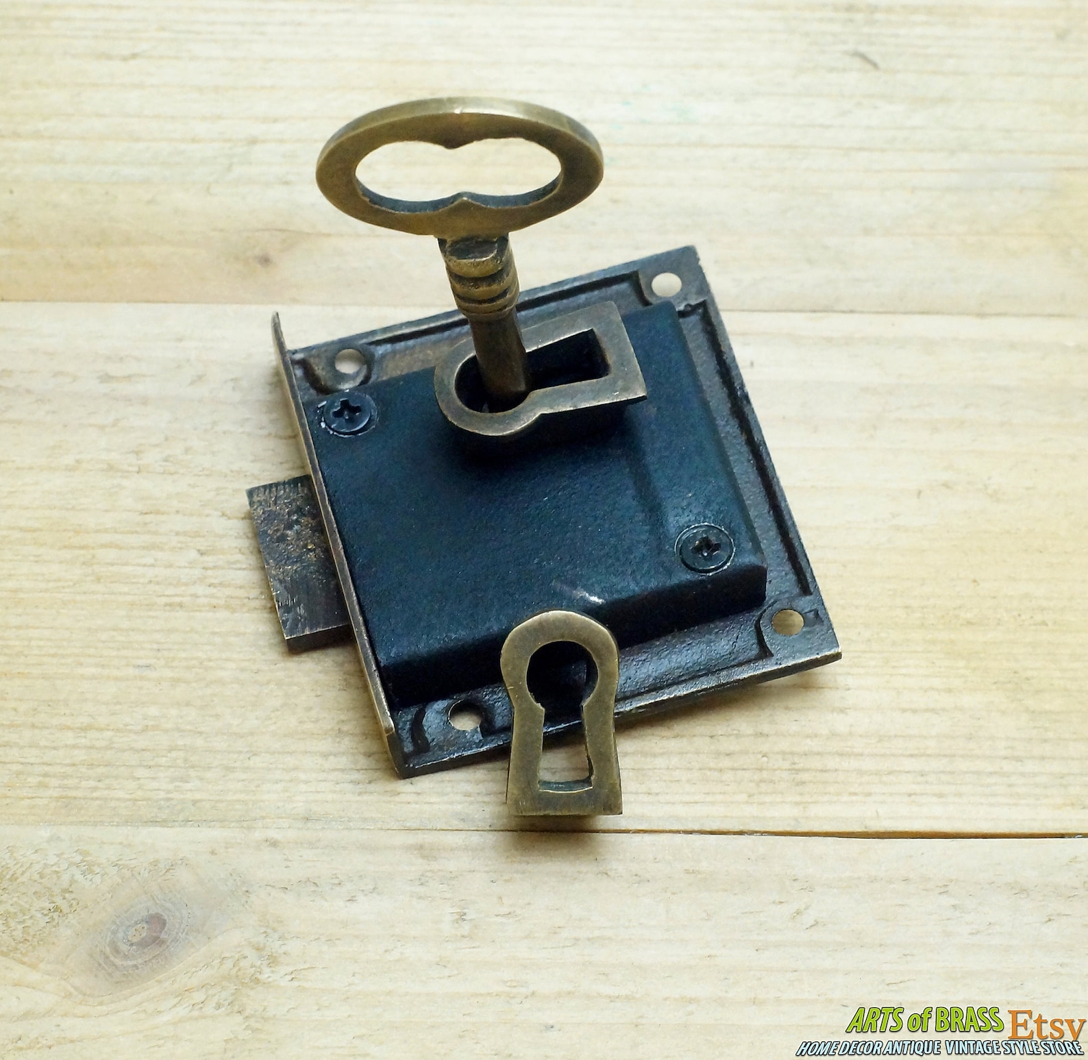 Set Vintage Skeleton KEY & LOCK With Escutcheon Key Hole Plate - Etsy