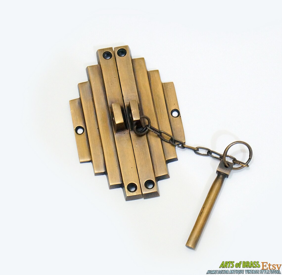 3.58" Inches Vintage Retro Asian Bamboo Latch Antique Solid Brass Door ...