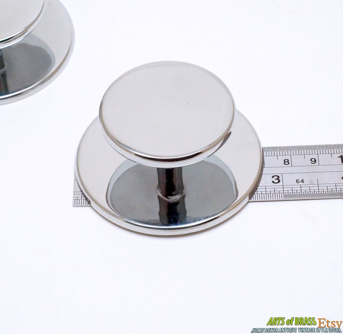 Lot of 2 Pcs Silver CHROME FINISHING Western Retro Classic Round Solid ...