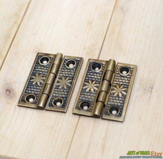 Solid Brass Flower Leaf Hinge Vintage Cabinet Door Hinges Set of 4 Pieces Etsy UK