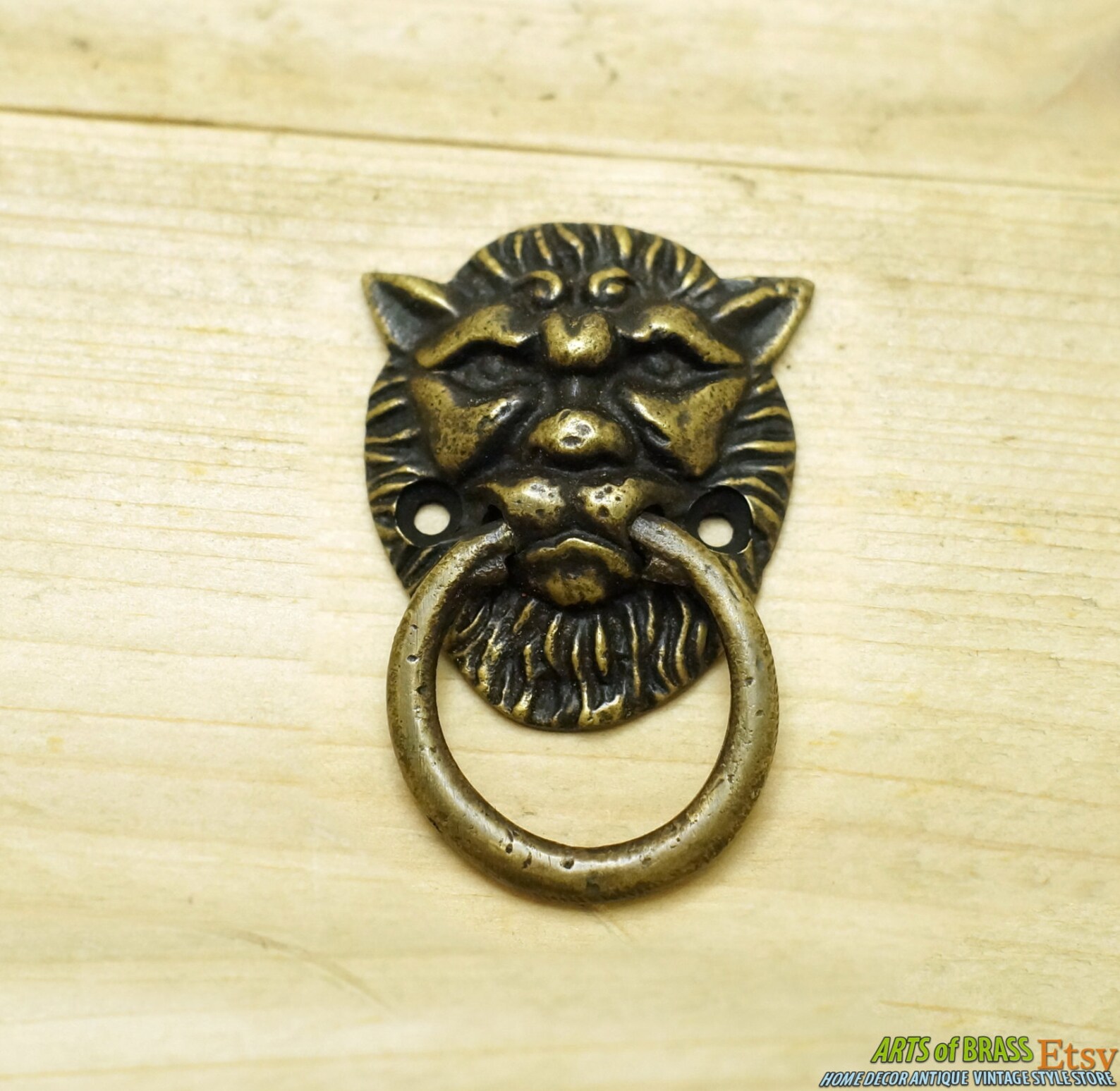 Lot of 4 Pcs Vintage LION Head Small Antique Solid Brass Round | Etsy