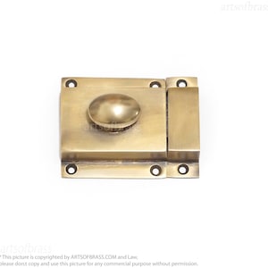 Unlacquered Brass Door Latch Cabinet Drawer Lock Knob Pull - Vintage ...