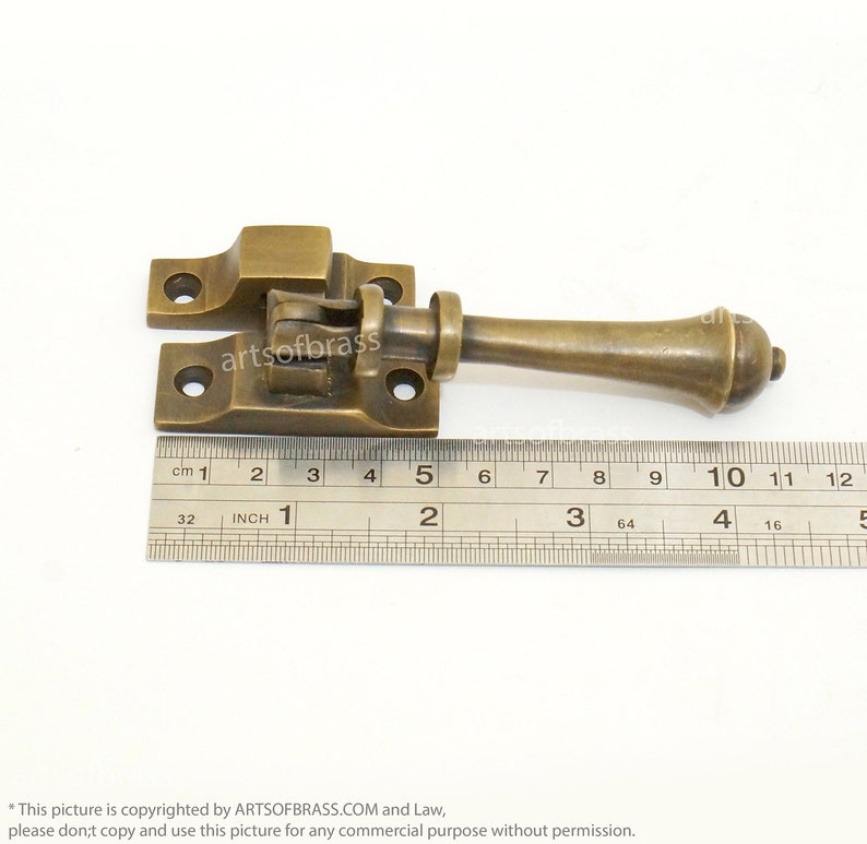 4.40" Inches 1 Set Vintage Retro Brass Latch TEAR DROP Cudgel Swing ...