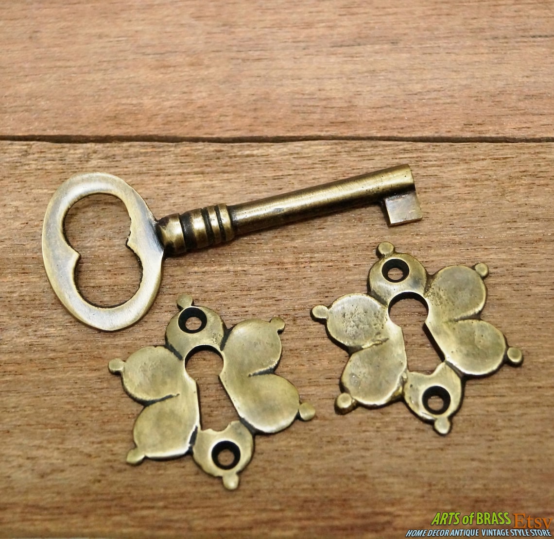 SET Vintage FLOWER Key Hole Plate With Antique Key Lock and - Etsy