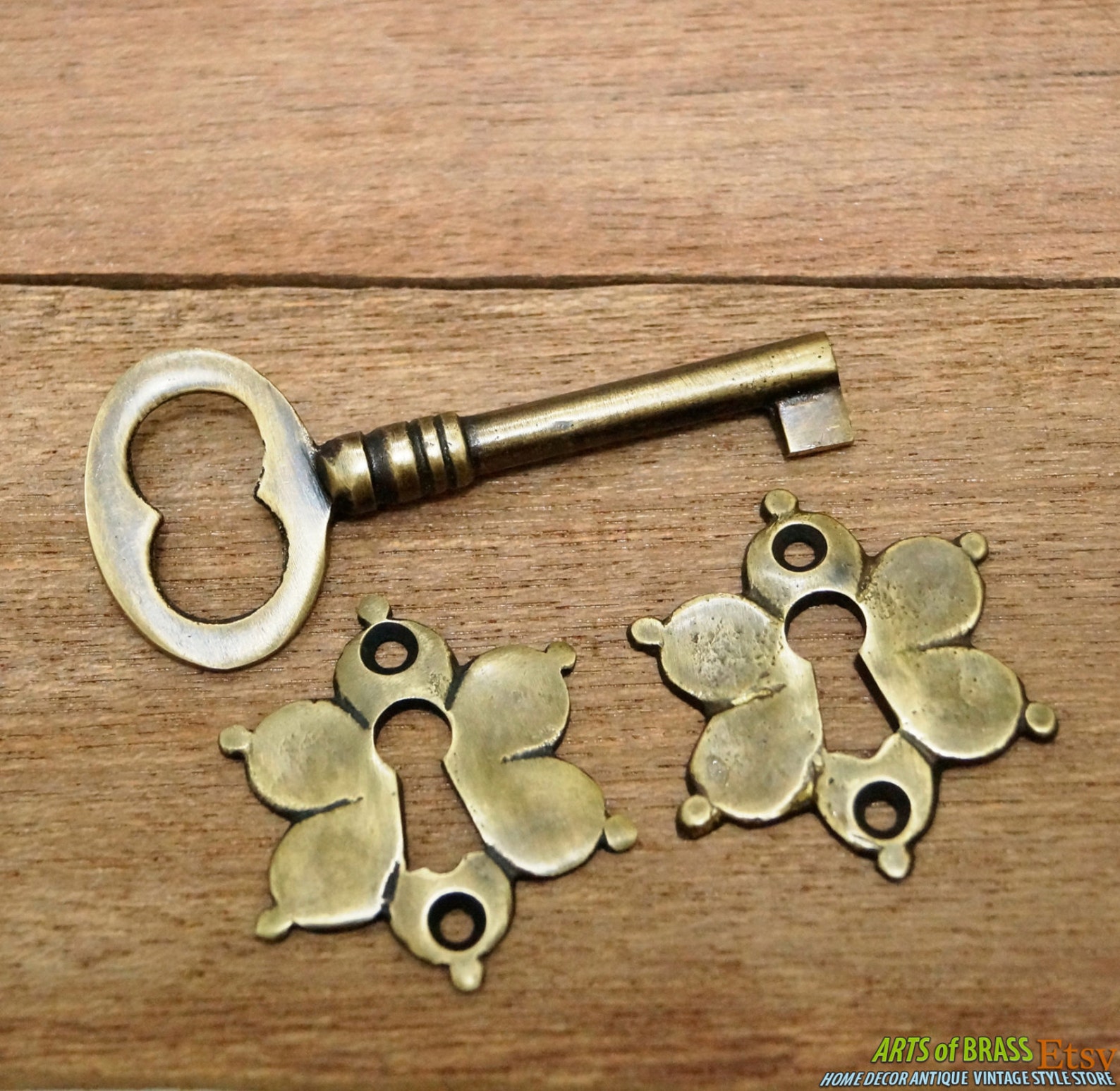 SET Vintage FLOWER Key Hole Plate With Antique Key Lock and - Etsy