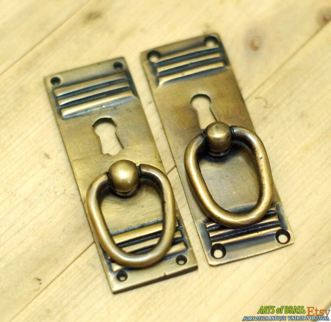 3.50" Inches of 2 Pcs Vintage Key Hole Handle Art Deco Colonial Antique ...