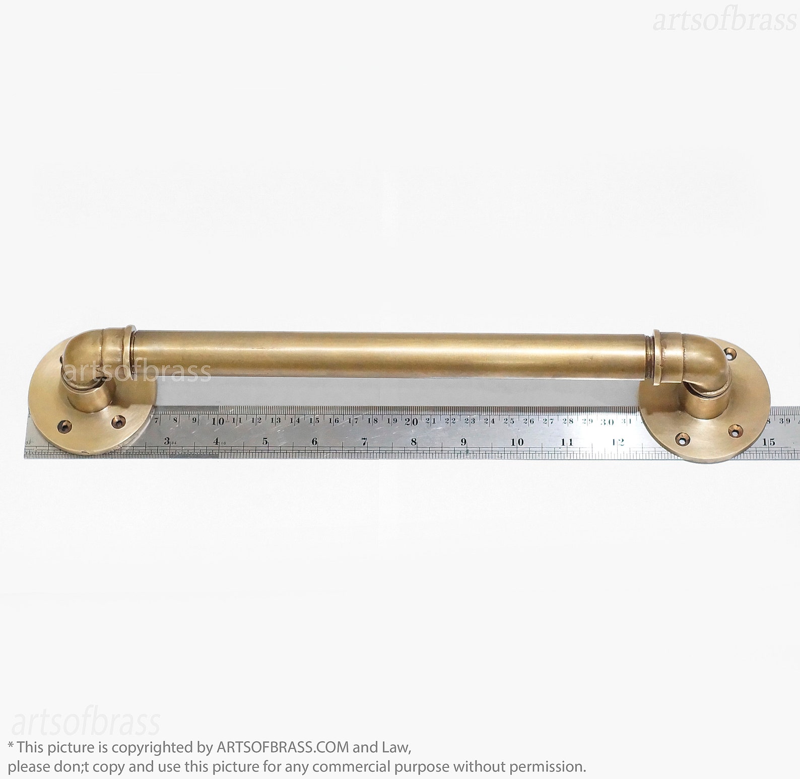 15.00" in Pair / 2 Pcs Vintage Brass Industrial Pipe Door Pulls Handles ...