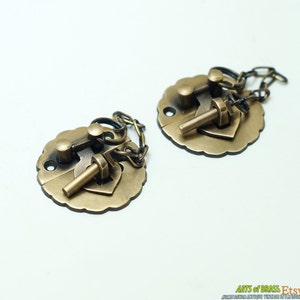 1.69" Inches Lot of 2 Pcs Solid Brass Vintage Round Slot Locking BOX ...