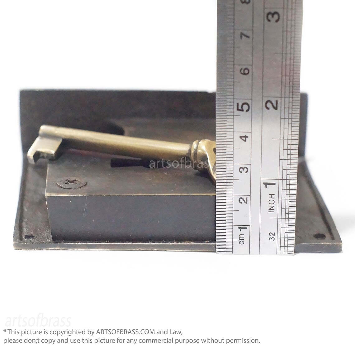 Vintage Brass Skeleton Key LOCK With Bell Sound Click Solid | Etsy