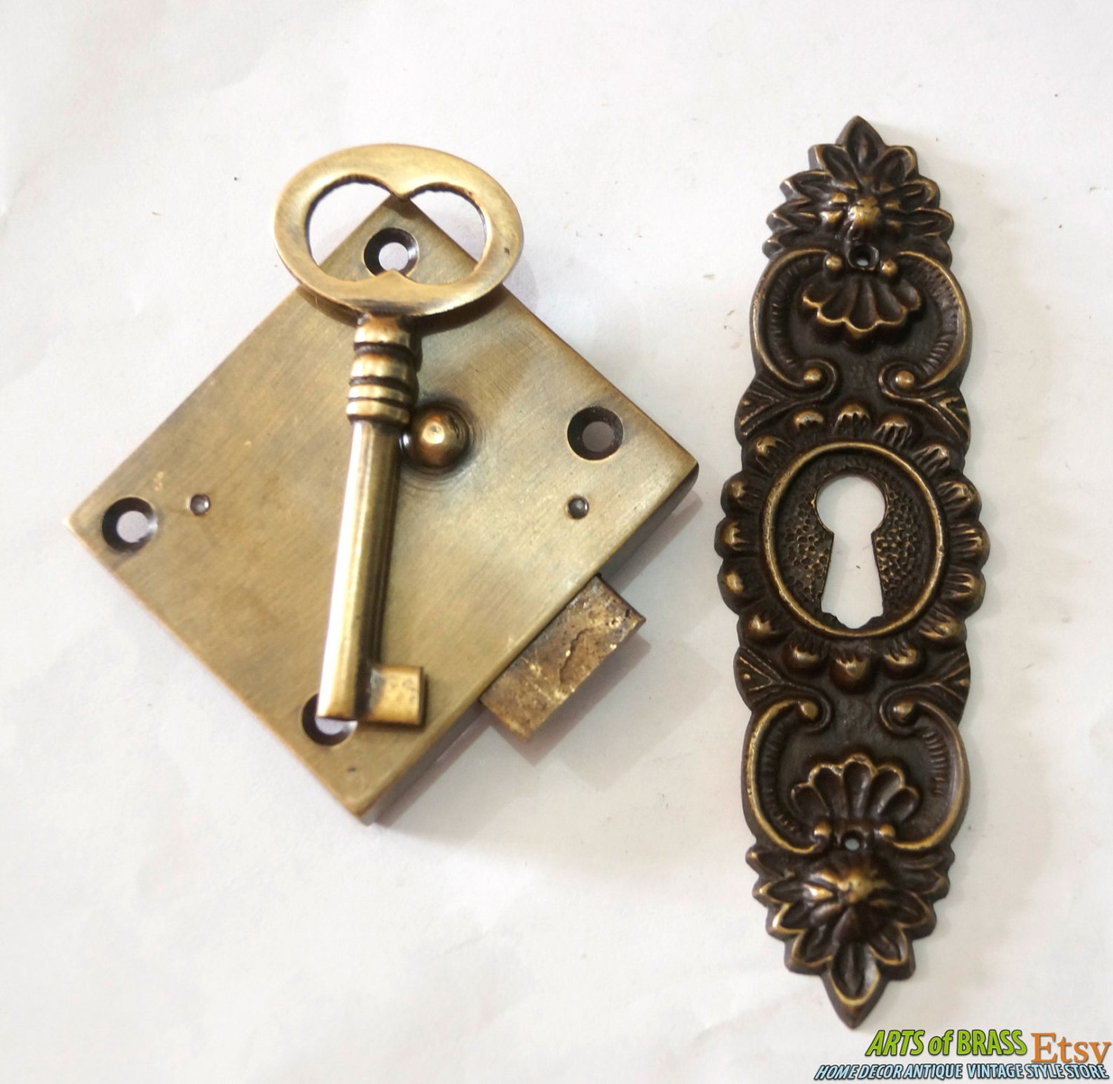 Set Vintage Victorian Artistic Keyhole With Antique Key LOCK | Etsy