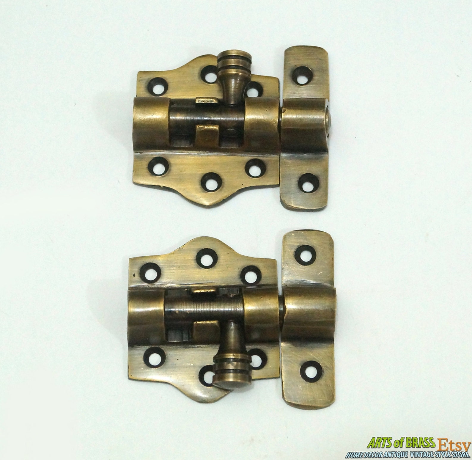 Lot of 2 Pcs Vintage Retro Safe SLOT LOCK Gate Door Antique Solid Brass ...