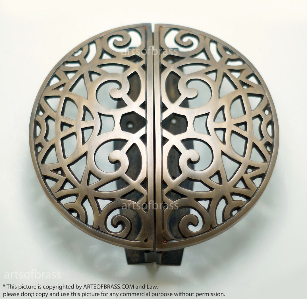 7.87" Inches Vintage Detail Engraved Artistic Round Main Door Screen ...