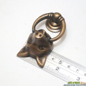 2.95" Inches Mini VINTAGE Solid Brass PIG Farm Head State Farm Front Mini Door KNOCKER With Pull ...