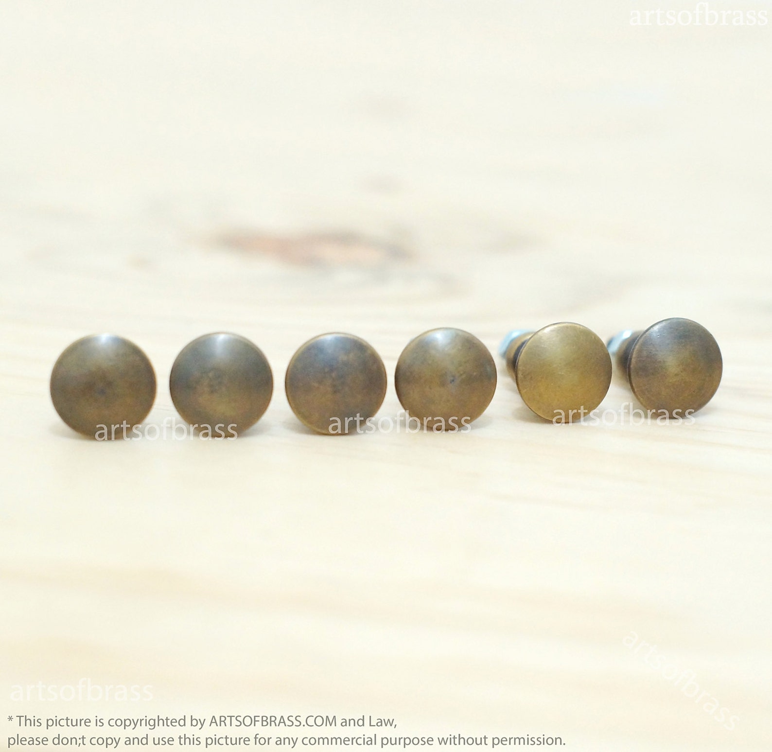 Lot of 6 Pcs Vintage Retro Solid Brass Round Post Thumbtack Tacks ...