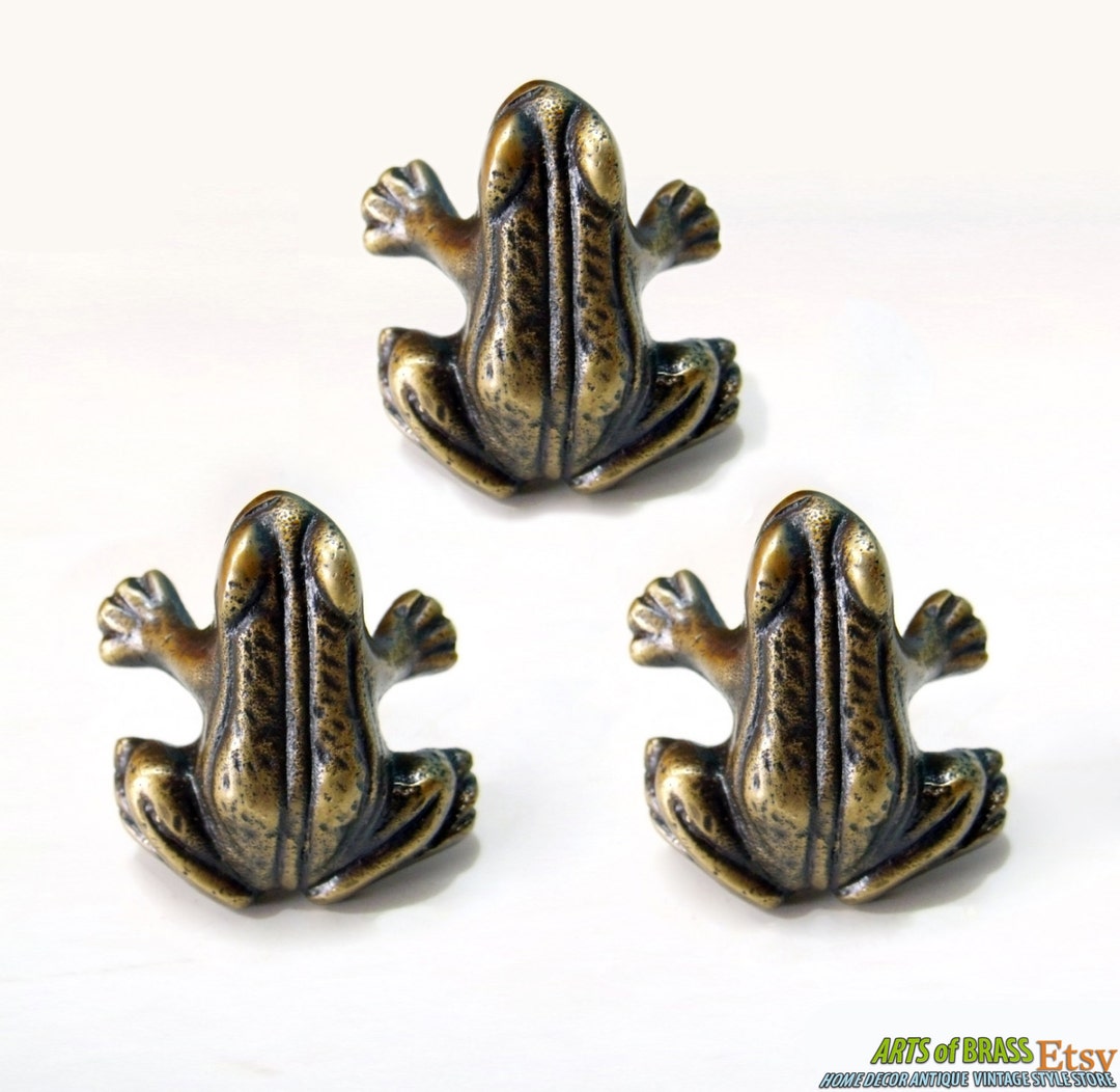 Lot of 3 Pcs Vintage Rain Forest FROG Antique Solid Brass Cabinet Door ...