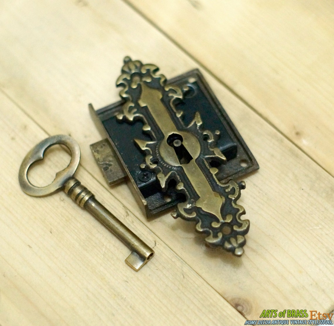 Set Antique Art Deco Front Gate Key Hole With Vintage Cabinet - Etsy