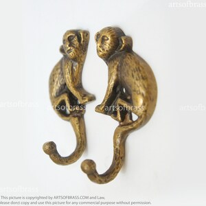 2.83" Inches 2 Pairs Vintage Retro Forest Monkey Solid Brass Animal ...