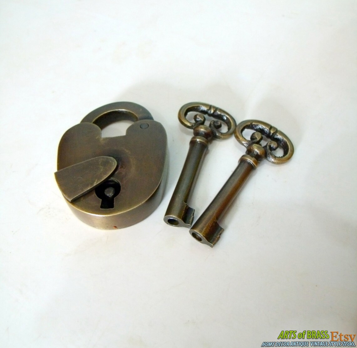 Antique Vintage Old PADLOCK With SKELETON Keys Solid Brass - Etsy