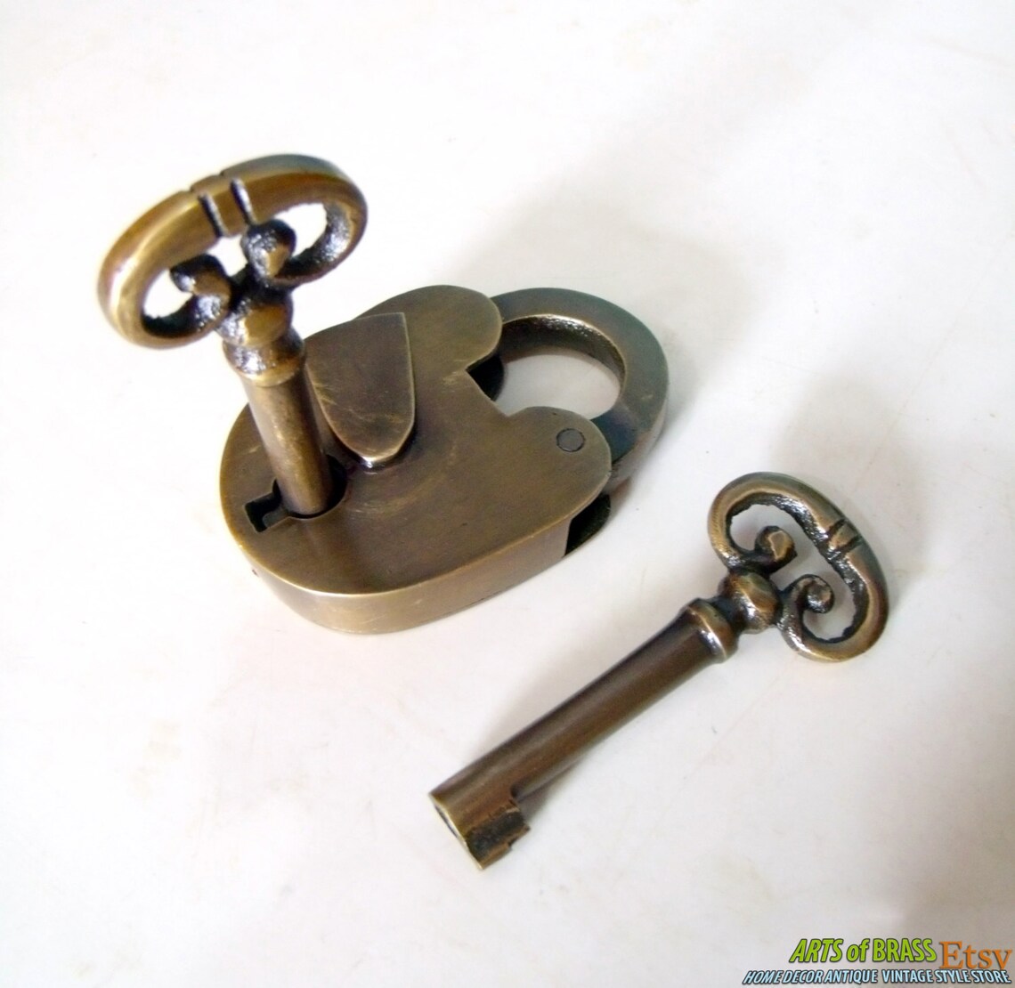 Antique Vintage Old PADLOCK With SKELETON Keys Solid Brass - Etsy