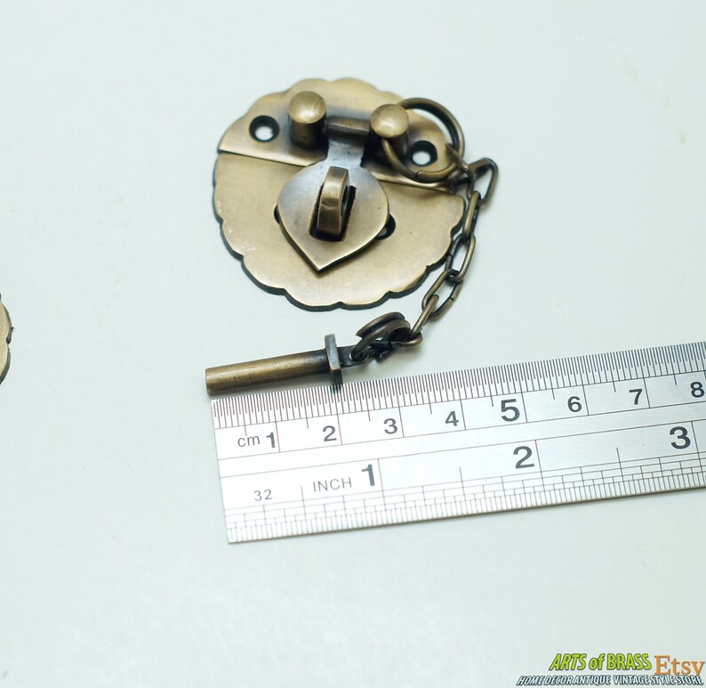 1.69" Inches Lot of 2 Pcs Solid Brass Vintage Round Slot Locking BOX ...
