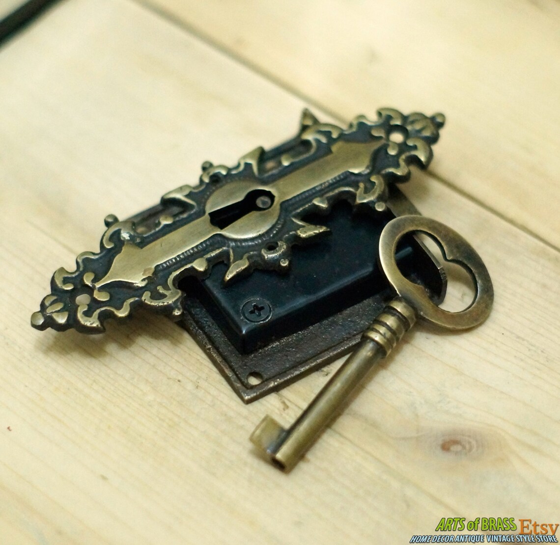 Set Antique Art Deco Front Gate Key Hole With Vintage Cabinet SKELETON ...