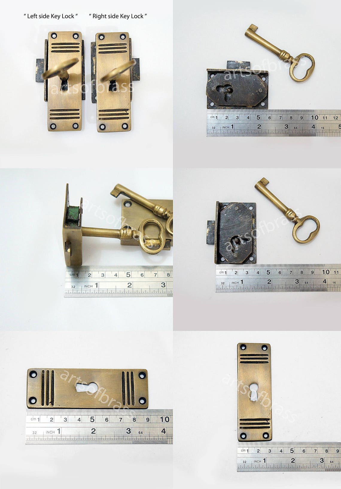 Left or Right Lock Side Set Vintage Brass Key LOCK and - Etsy