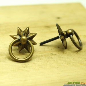 Lot of 6 Pcs Vintage WESTERN STAR Ring Pull Hardware Cabinet Solid ...