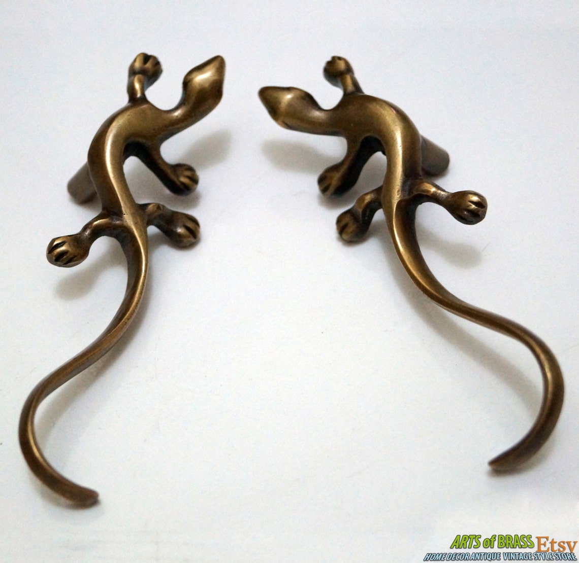 Pair 2 pcs ANTIQUE LIZARD Solid Brass Cabinet Brass KNOB | Etsy