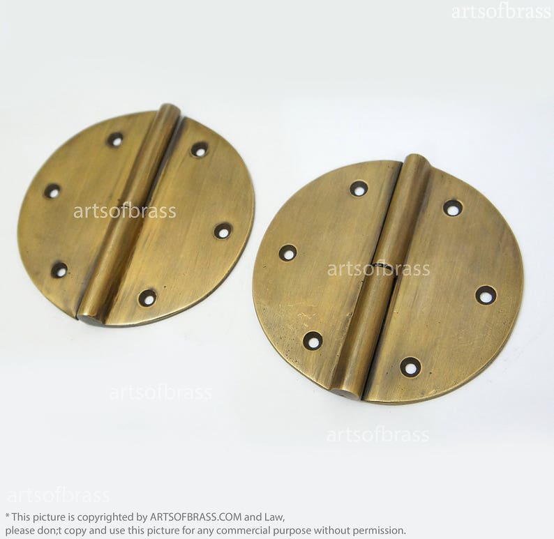 3.77" Inches Diameter Vintage Big ROUND Ordinary Hinge / Hinges Cabinet ...