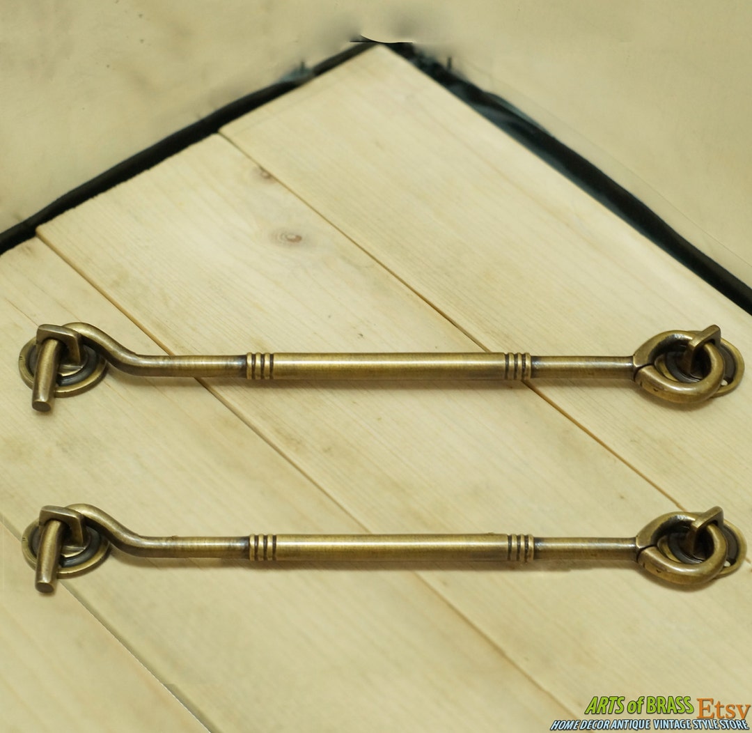 Lot of 2 Pcs 8.14" Inches Vintage Solid Brass Window Stay Lever Latch ...