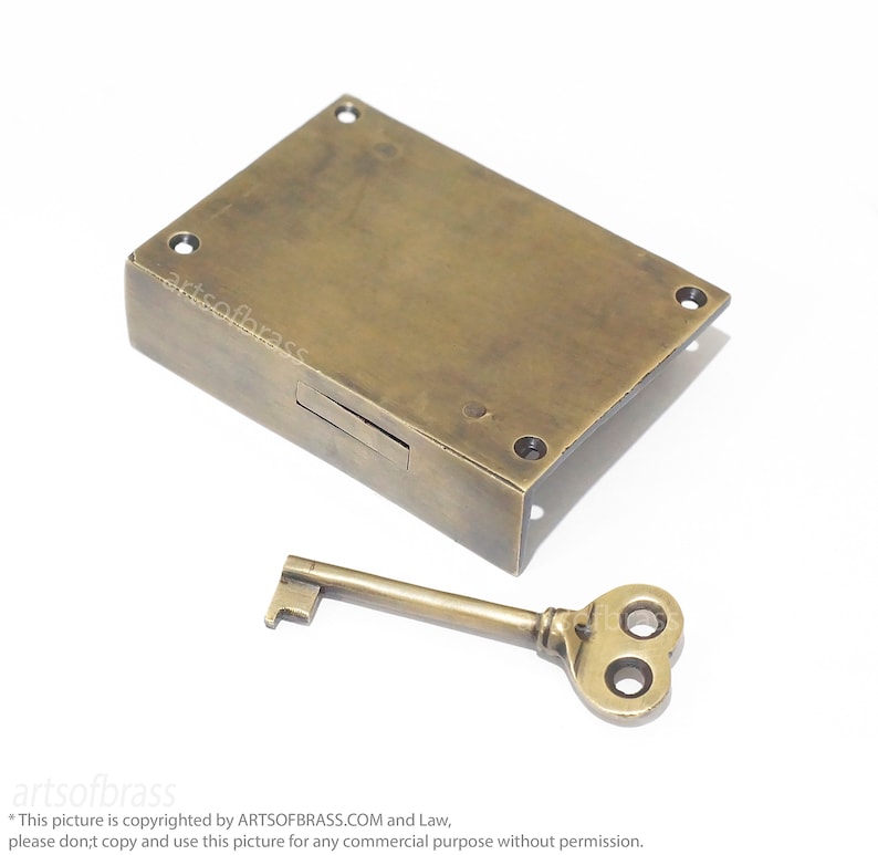 Vintage Brass Skeleton Key LOCK With Bell Sound Click Solid | Etsy