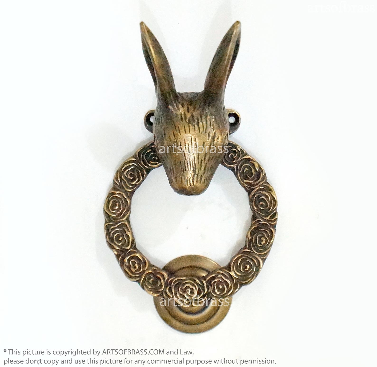 VINTAGE Solid Brass Bunny Rabbit Door Knocker Detailed With - Etsy UK