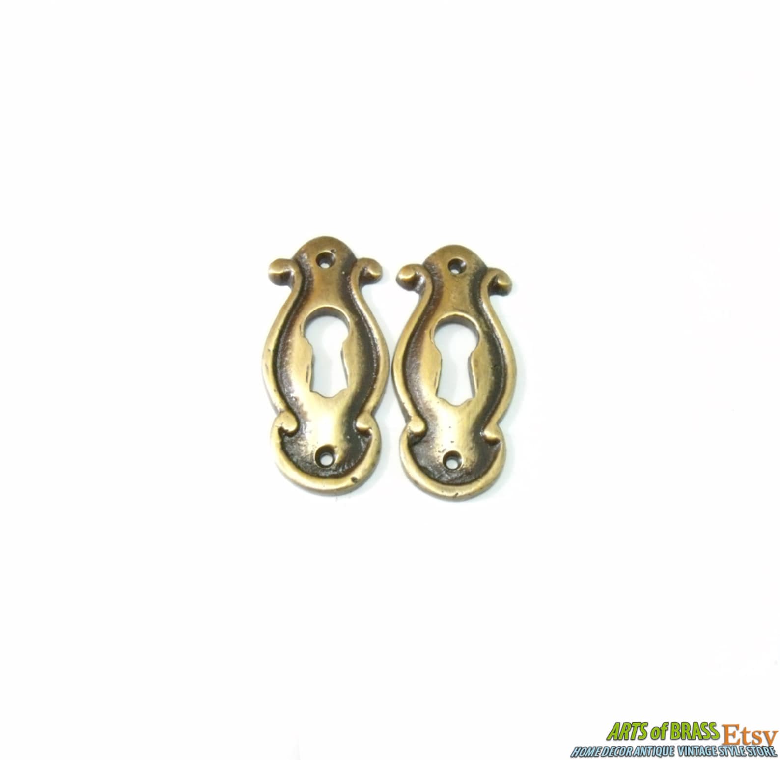 Set Vintage ESCUTCHEON Key Hole Cover Plates With Antique BRASS ...