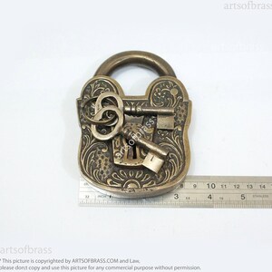 4.92" Inches Vintage Large Victorian Full Engraved Solid Brass Working ...