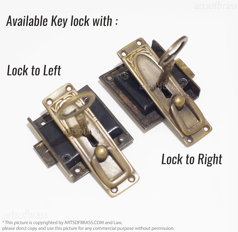Left or Right Lock Side Set Vintage Brass Artdeco Vertical - Etsy