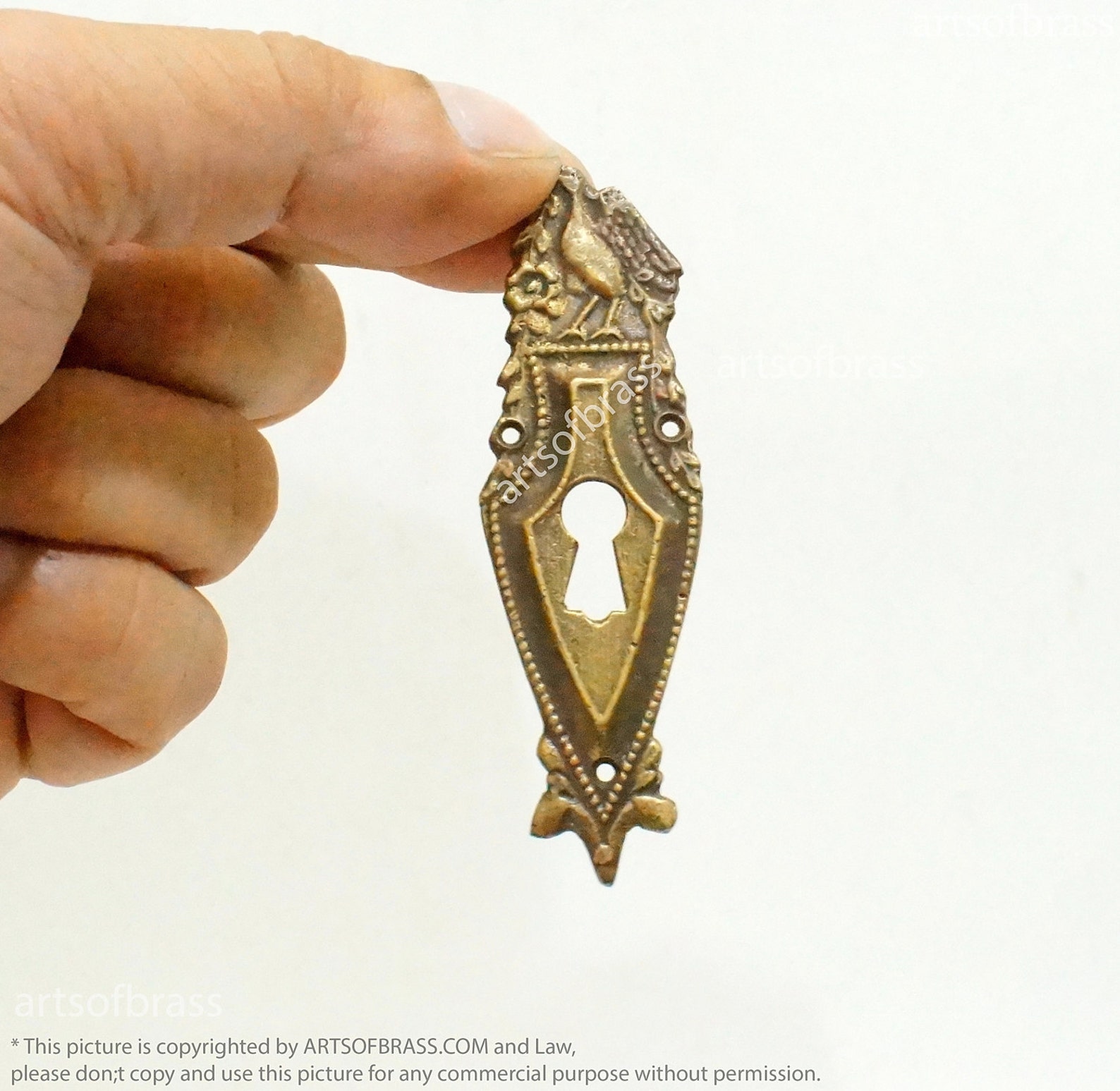Antique Brass Victorian Shield Key Hole Plate With Set Vintage Skeleton ...