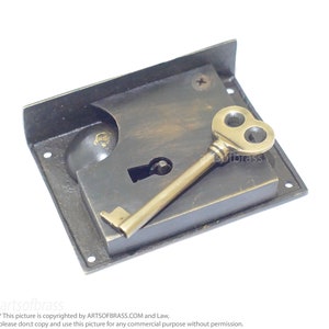 Vintage Brass Skeleton Key LOCK With Bell Sound Click Solid Brass ...