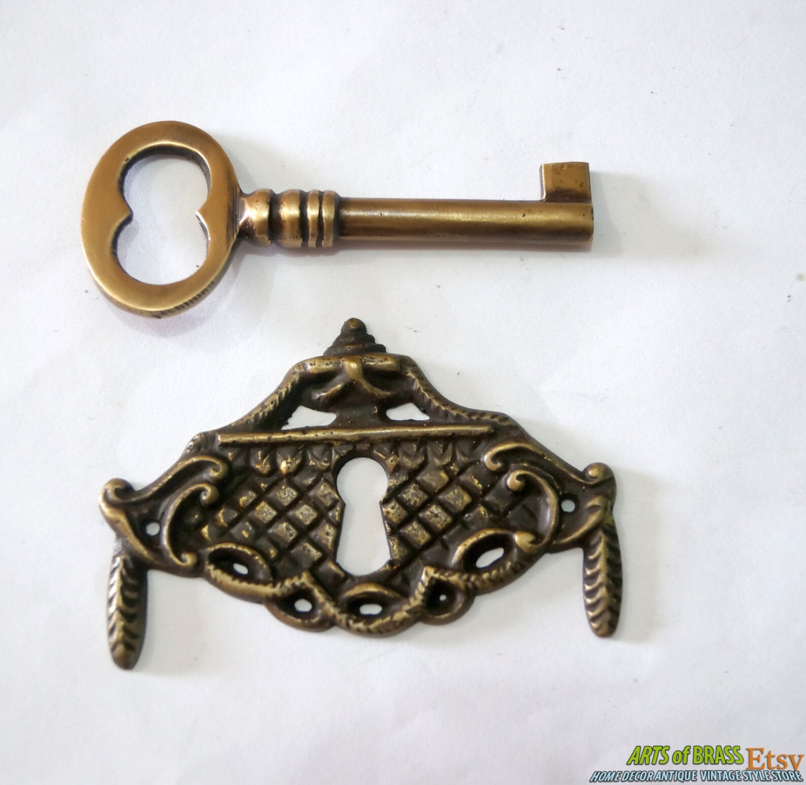 Set Antique Victorian CURTAIN Key Hole With Vintage Cabinet SKELETON ...