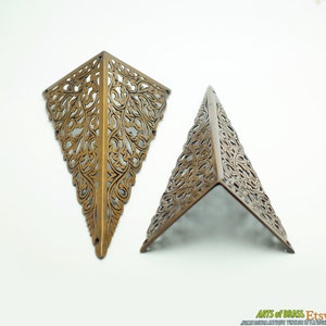 3.62" Inches 2 Pcs Big Vintage Victorian Flower Swirl Carved Table Box ...